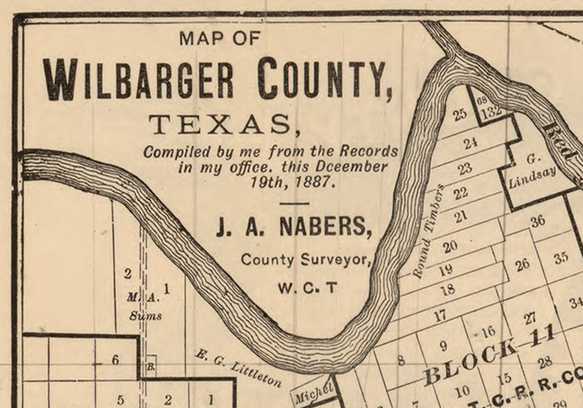 1887 Farm Line Map of Wilbarger County Texas - Etsy