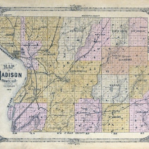 1873 Map of Madison County Illinois - Etsy