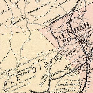 1872 Map of Dunbar Township Fayette County PA - Etsy