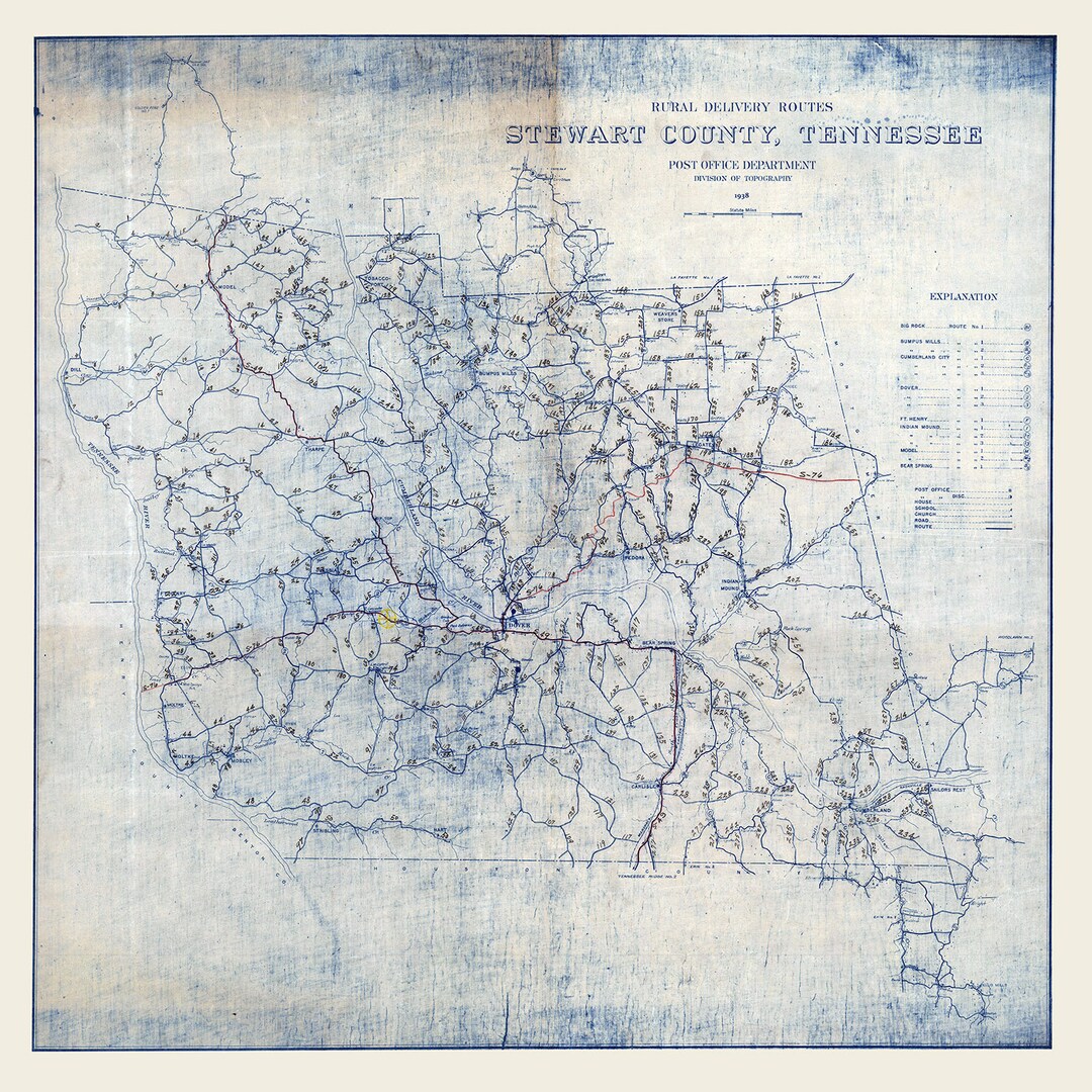 1938 Map of Stewart County Tennessee - Etsy