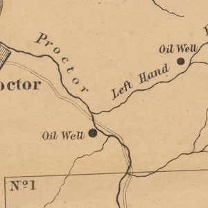 1865 Farm Line Map of Wetzel County WV Showing Oil Wells Property Names ...