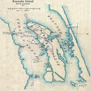 1862 Map of Roanoke Island North Carolina - Etsy
