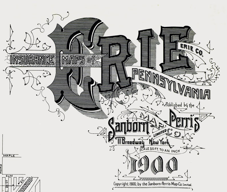 1900 Town Map of Erie Erie County Pennsylvania - Etsy