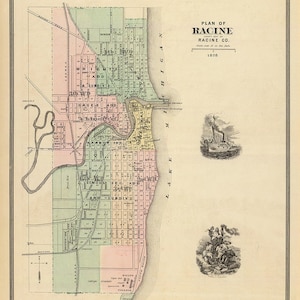 1878 Map of Racine Racine County Wisconsin - Etsy