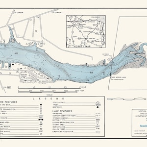 1961 Map of Madison Lake Madison County Ohio - Etsy