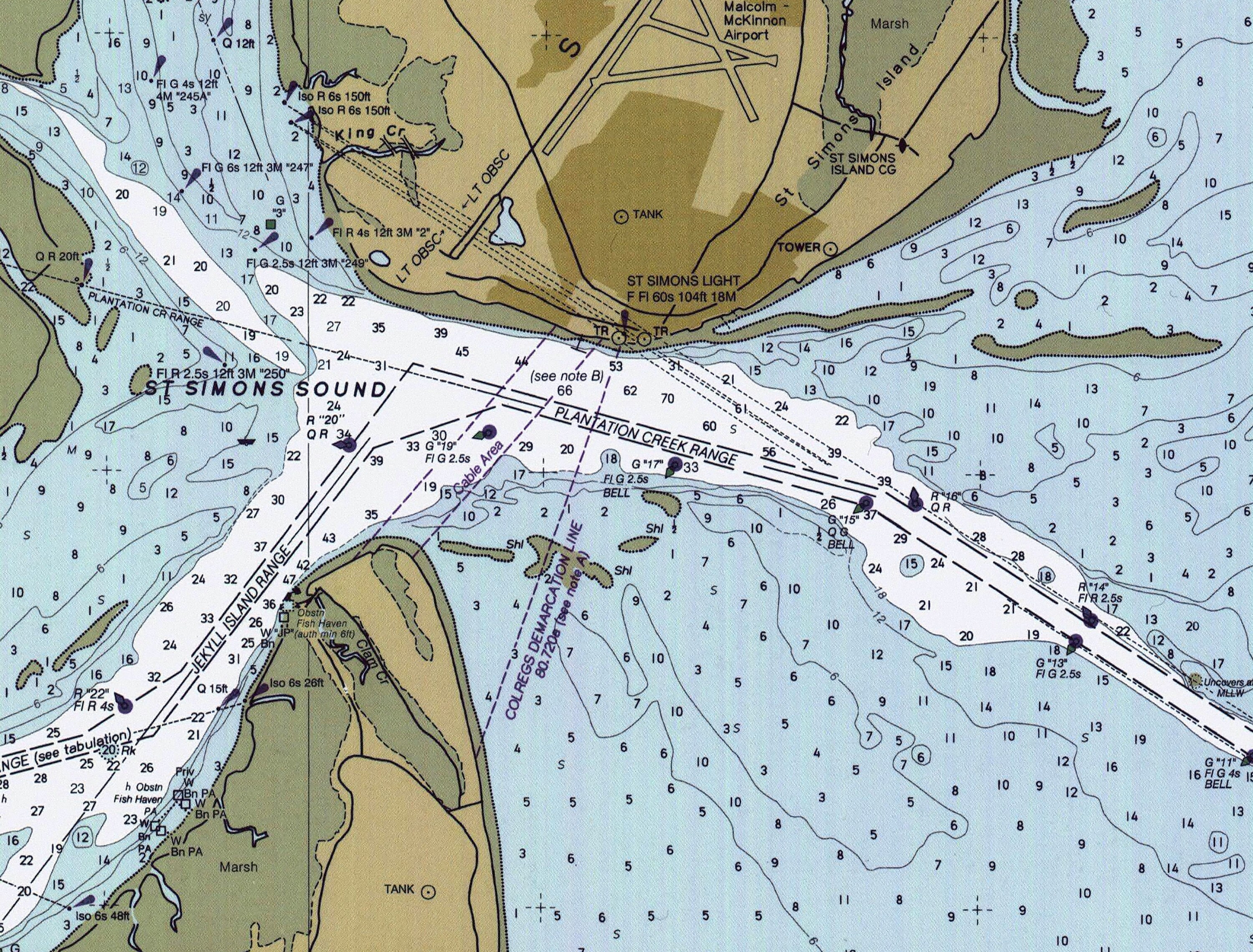 2000 Nautical Chart of St Simon Sound Brunswick Harbor Georgia - Etsy