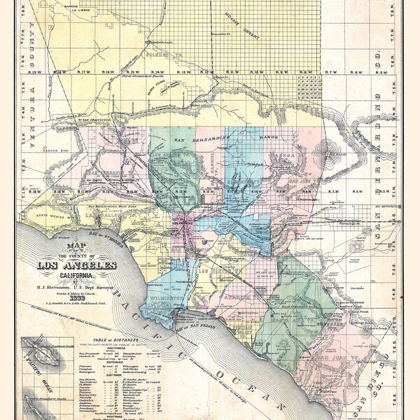 Los Angeles County Map - Etsy