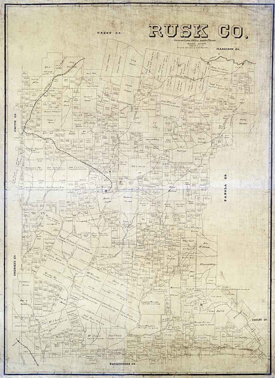 1895 Farm Line Map of Rusk County Texas - Etsy
