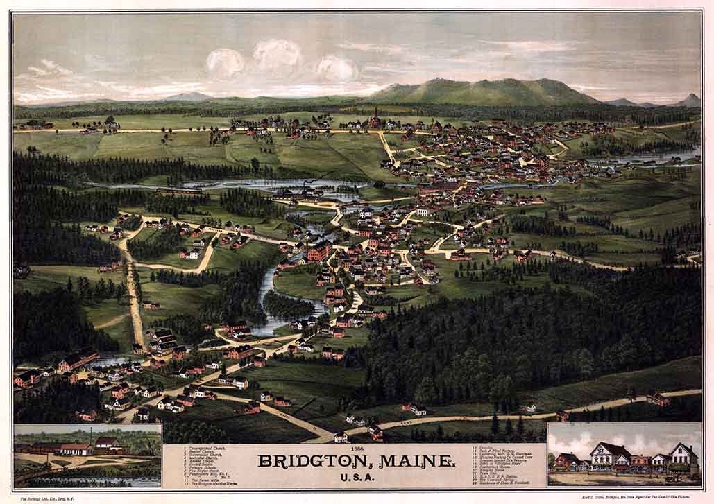 1888 Panoramic Map of Bridgton Maine - Etsy