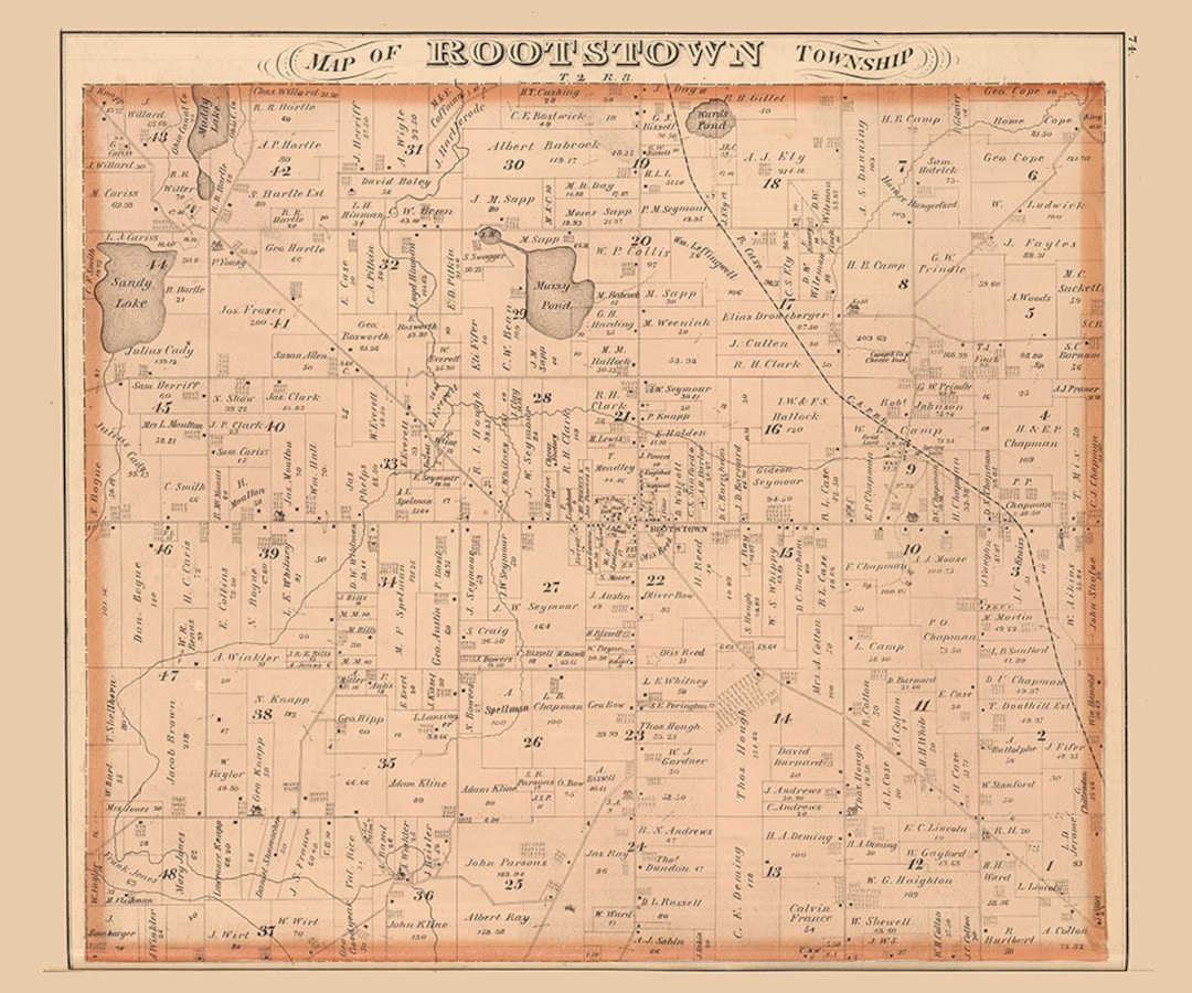1874 Map of Rootstown Township Portage County Ohio - Etsy