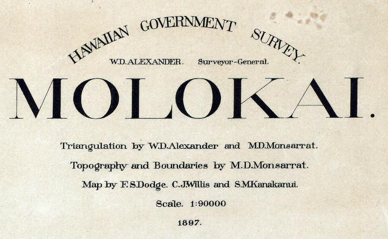 1897 Map of Molokai Hawaii - Etsy