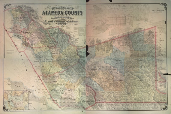 1874 Map of Alameda County California | Etsy