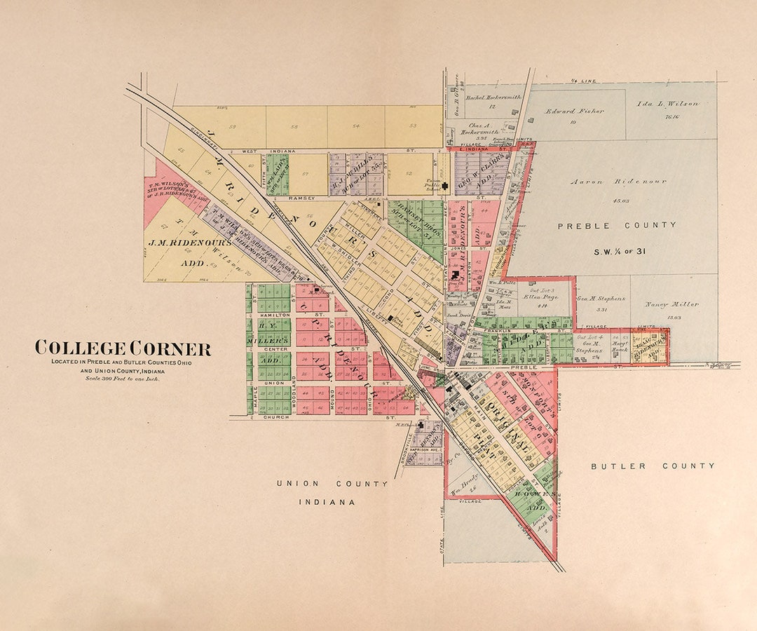 1912 Map of College Corner Preble County Ohio - Etsy