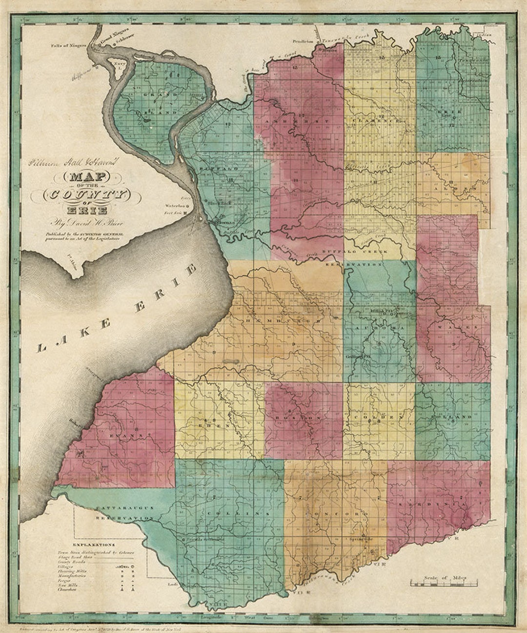 1829 Map of Erie County New York - Etsy