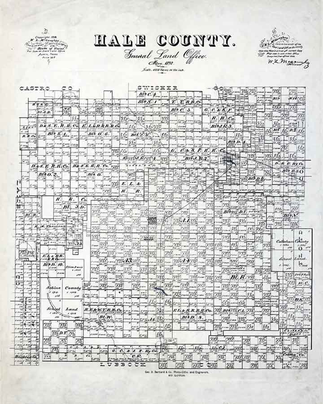 1892 Farm Line Map of Hale County Texas - Etsy