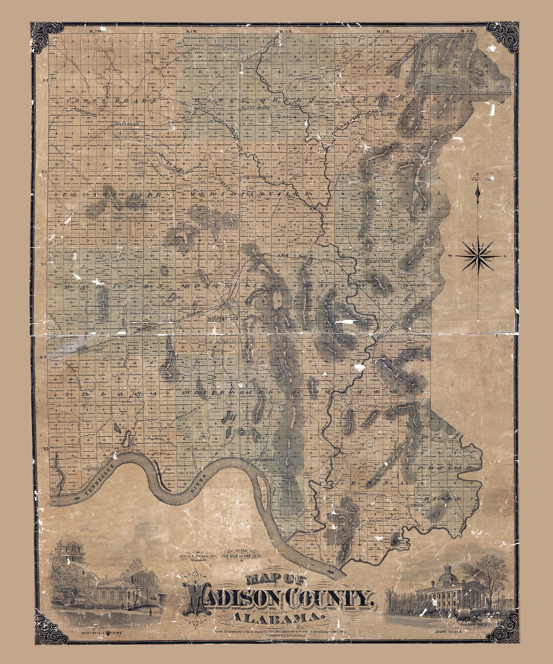 1875 Map of Madison County Alabama - Etsy
