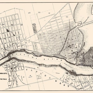 1856 Map of Niagara Falls and Niagara City - Etsy