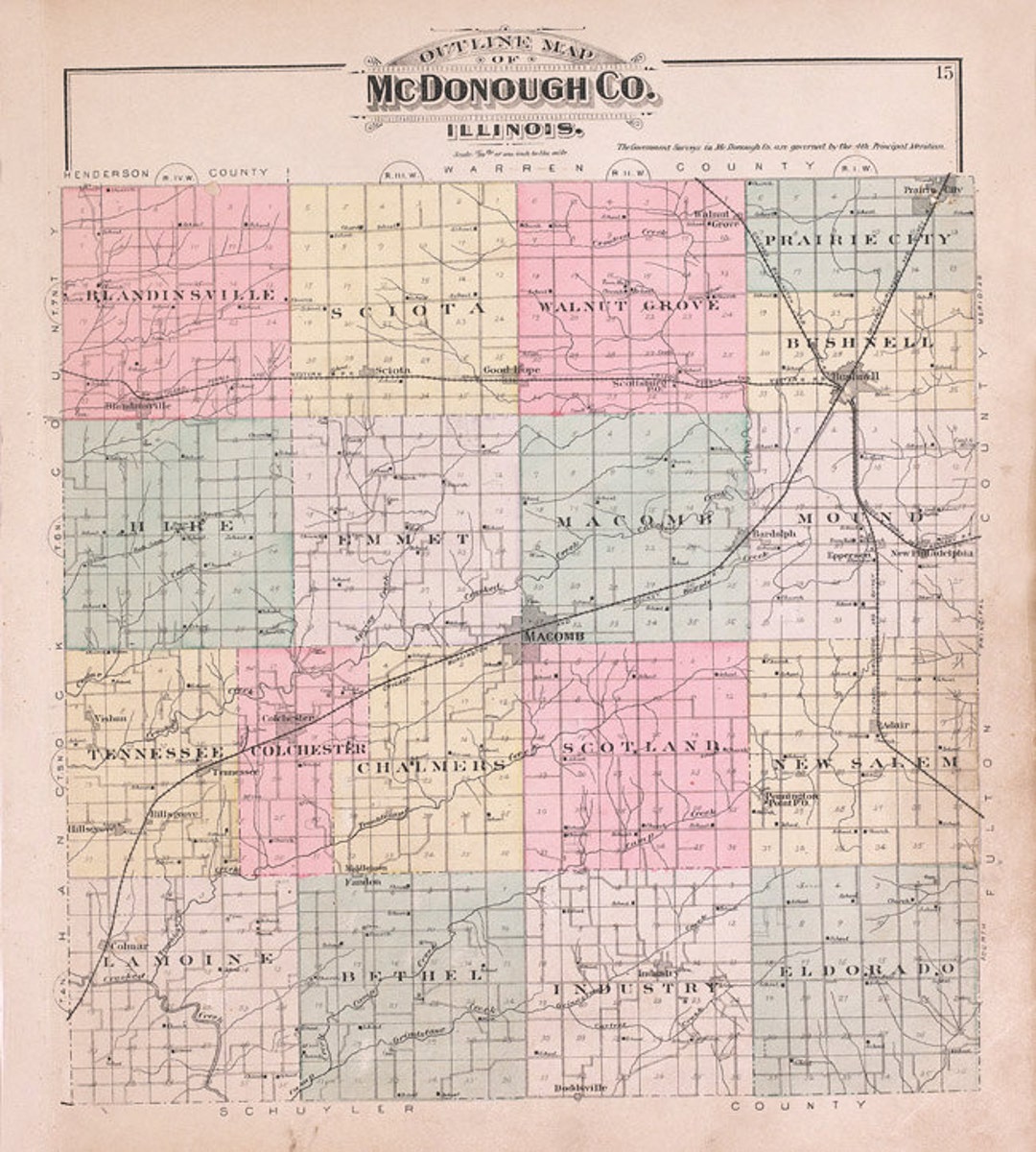 1893 Map of Mcdonough County Illinois Macomb - Etsy