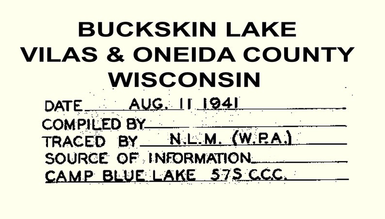 1941 Map of Buckskin Lake Vilas and Oneida County Wisconsin - Etsy