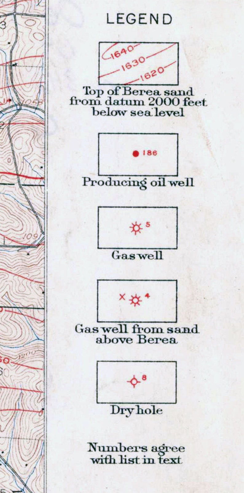 1907 Oil and Gas Map of Flushing Quadrangle Belmont County - Etsy