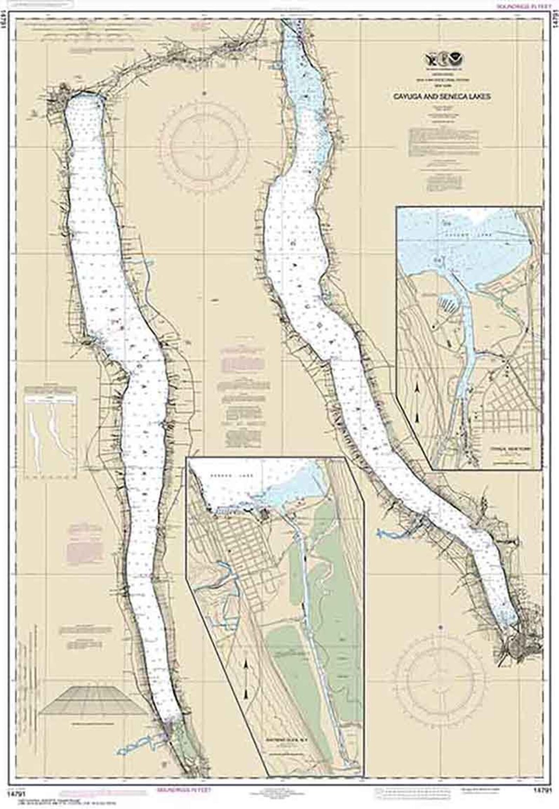 2016 Nautical Map of Cayuga and Seneca Lakes New York - Etsy