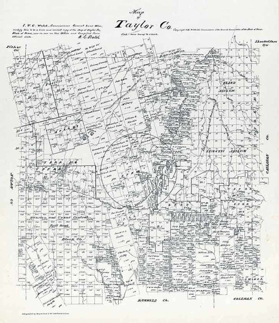 1879 Farm Line Map of Taylor County Texas - Etsy