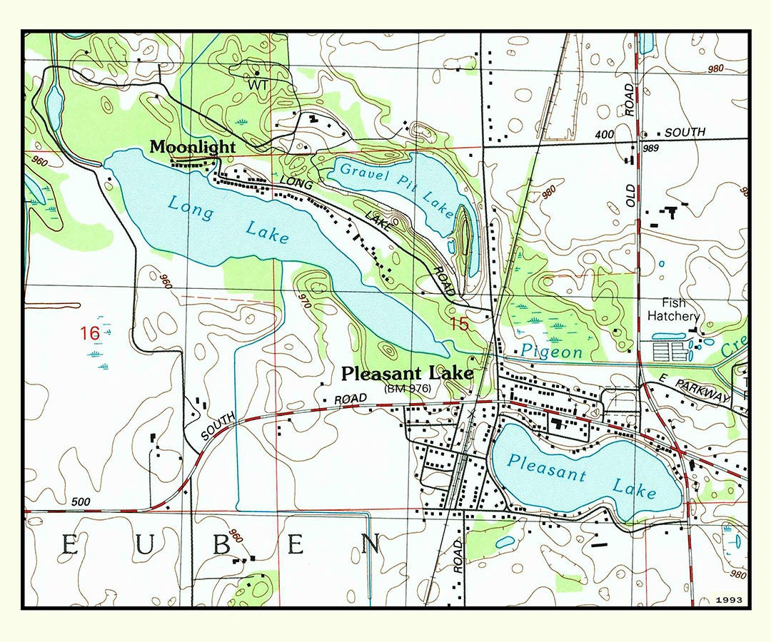 1993 Map of Pleasant Lake and Long Lake Indiana - Etsy