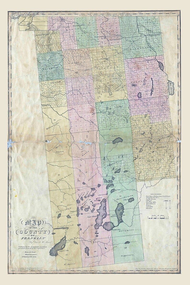 1839 Map of Franklin County New York - Etsy