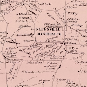 1864 Map of Manheim Township Lancaster County Pennsylvania - Etsy