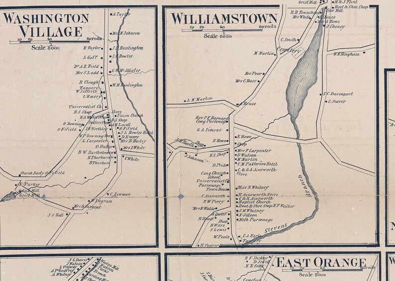 1858 Map of Orange County Vermont - Etsy