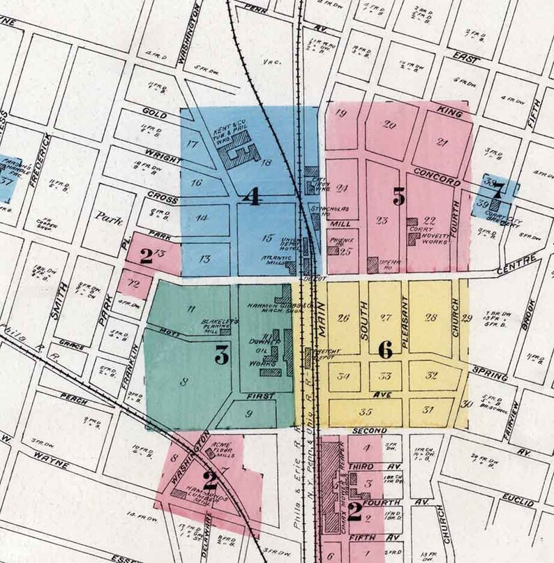 1886 Town Map of Corry Erie County Pennsylvania - Etsy