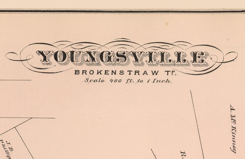 1878 Town Map of Youngsville Warren County Pennsylvania - Etsy