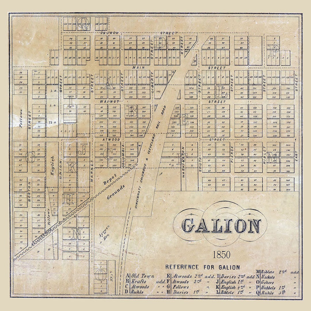 1850 Map of Galion Crawford County Ohio - Etsy