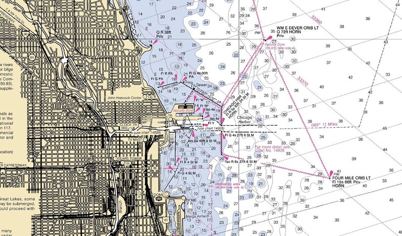 2006 Nautical Map of Chicago Lake Front Lake Michigan - Etsy