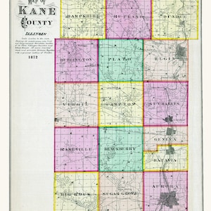 1872 Map of Kane County Illinois - Etsy