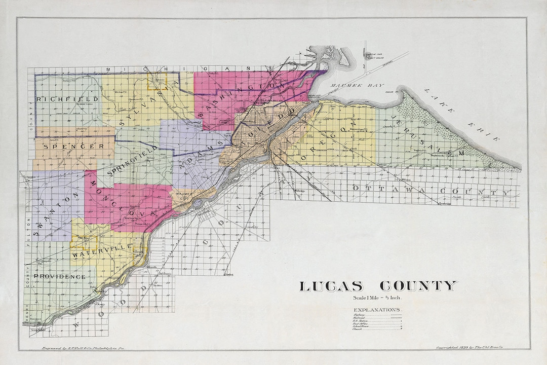1899 Map of Lucas County Ohio - Etsy
