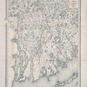 1860 Map of Bristol County Rhode Island - Etsy