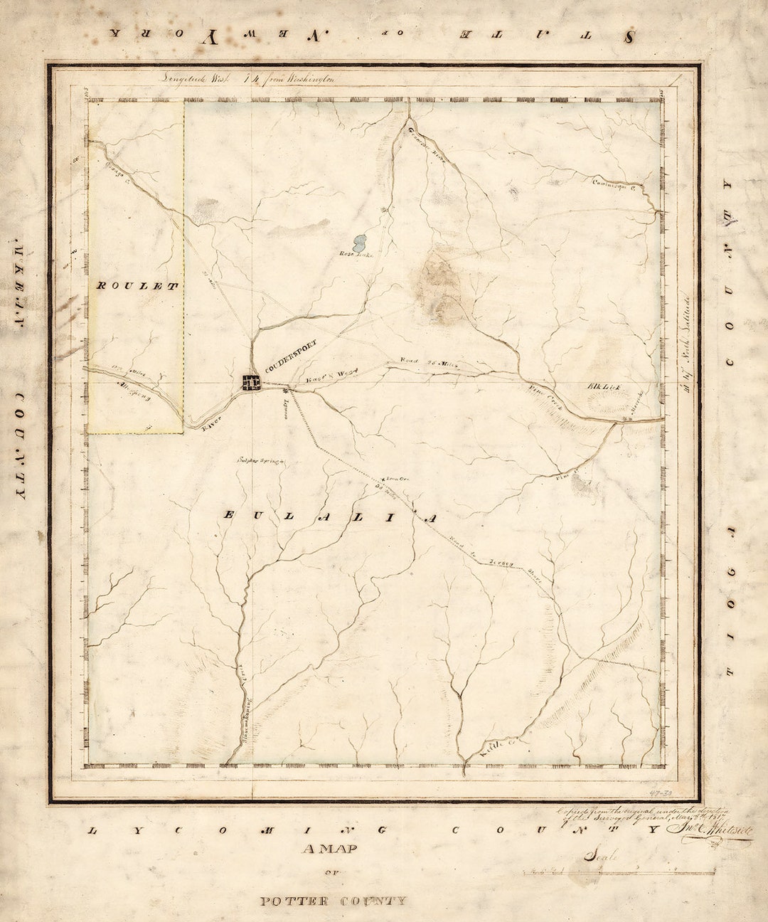 1817 Map of Potter County Pennsylvania - Etsy