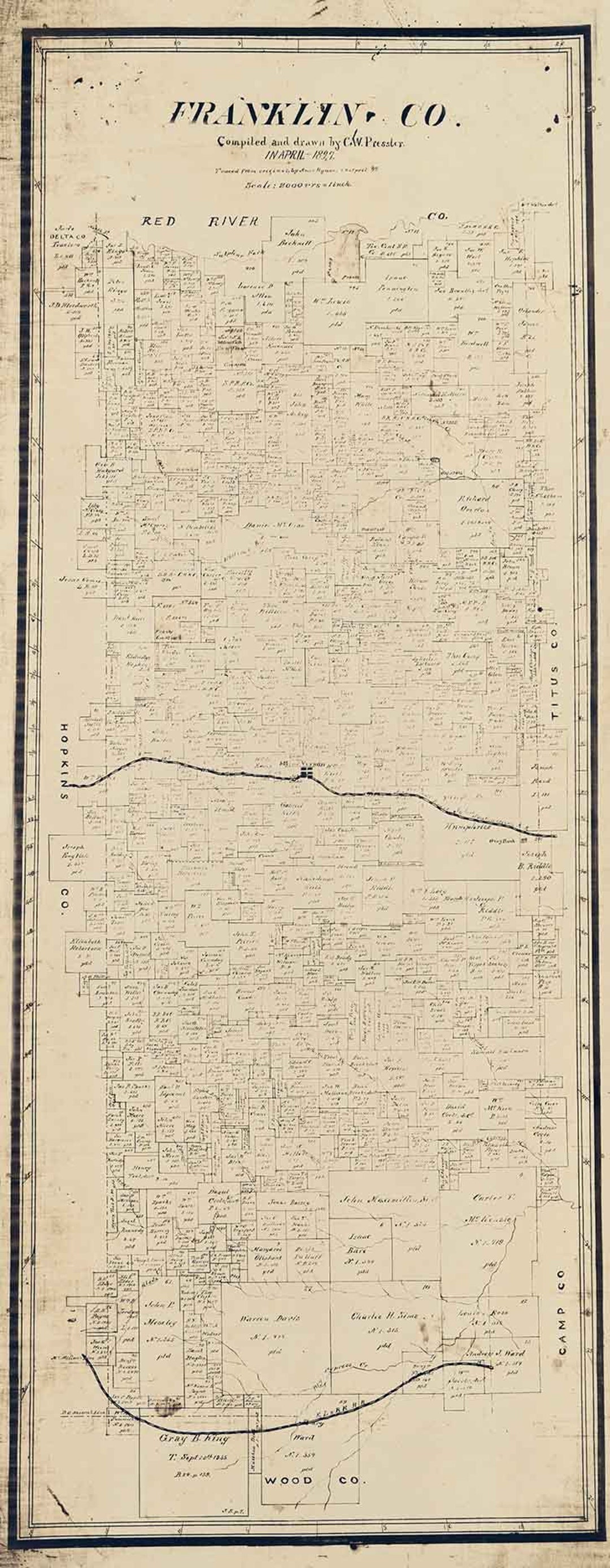 1897 Farm Line Map of Franklin County Texas - Etsy
