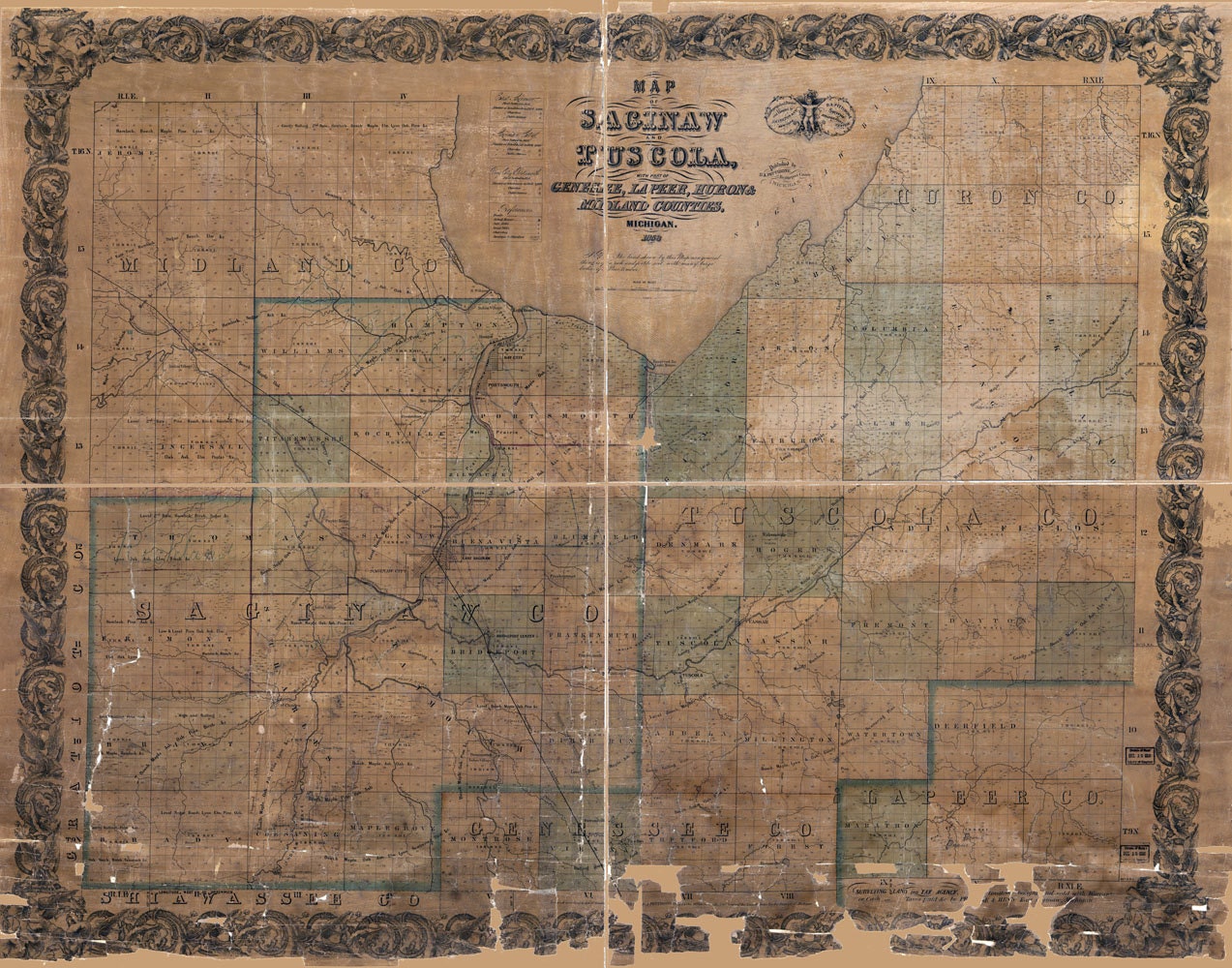 1858 Map of Saginaw & Tuscola County Michigan - Etsy UK