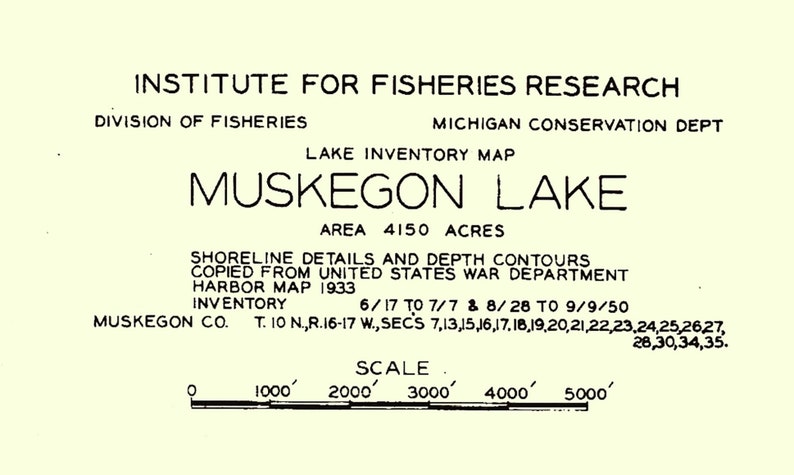 1933 Map of Muskegon Lake Muskegon County Michigan - Etsy