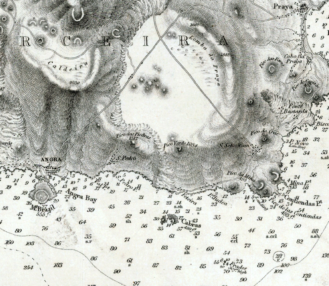 1844 Map of the Azores Terceira and Graciosa Islands - Etsy