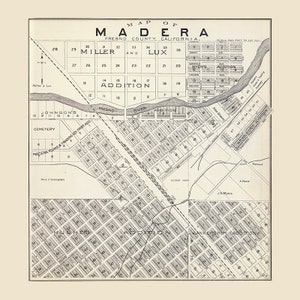 1891 Map of Madera Fresno County California - Etsy