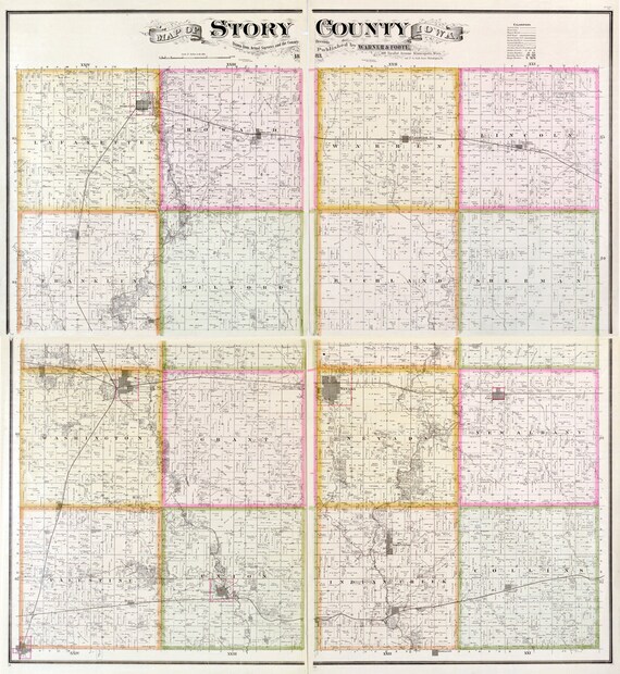 1883 Farm Line Map of Story County Iowa - Etsy