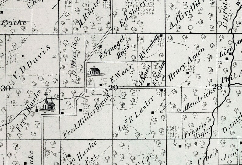 1872 Map of Concord Township Adams County Illinois - Etsy