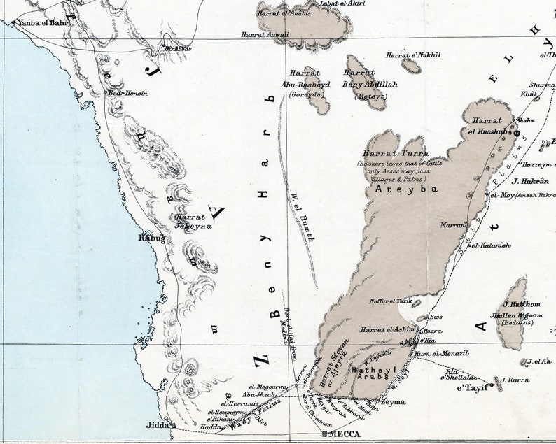 1884 Map of North Western Arabia - Etsy Canada