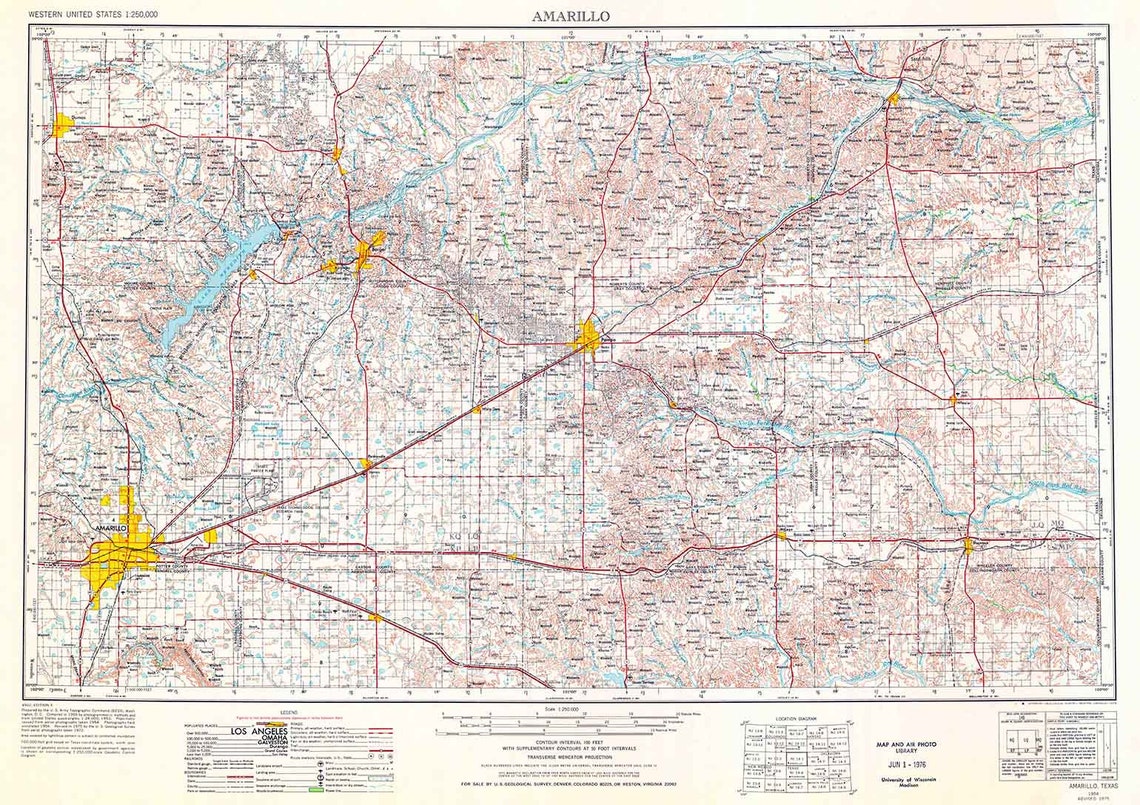 1954 Topo Map of Amarillo Texas Borger Pampa - Etsy