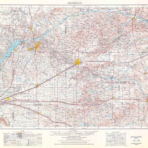 1954 Topo Map of Amarillo Texas Borger Pampa - Etsy