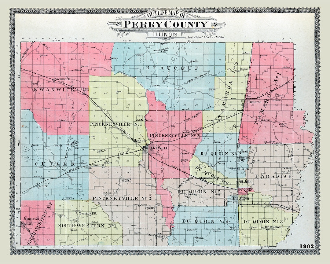 1902 Map of Perry County Illinois - Etsy