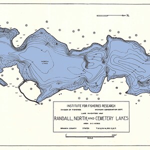 1938 Map of Randall North and Cemetery Lakes Branch County Michigan - Etsy